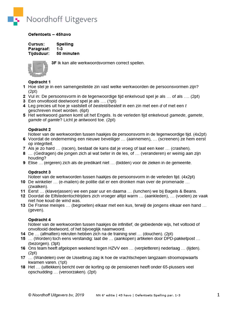 nn6 45h c08 Spelling Oefentoets Par1-3 | PDF