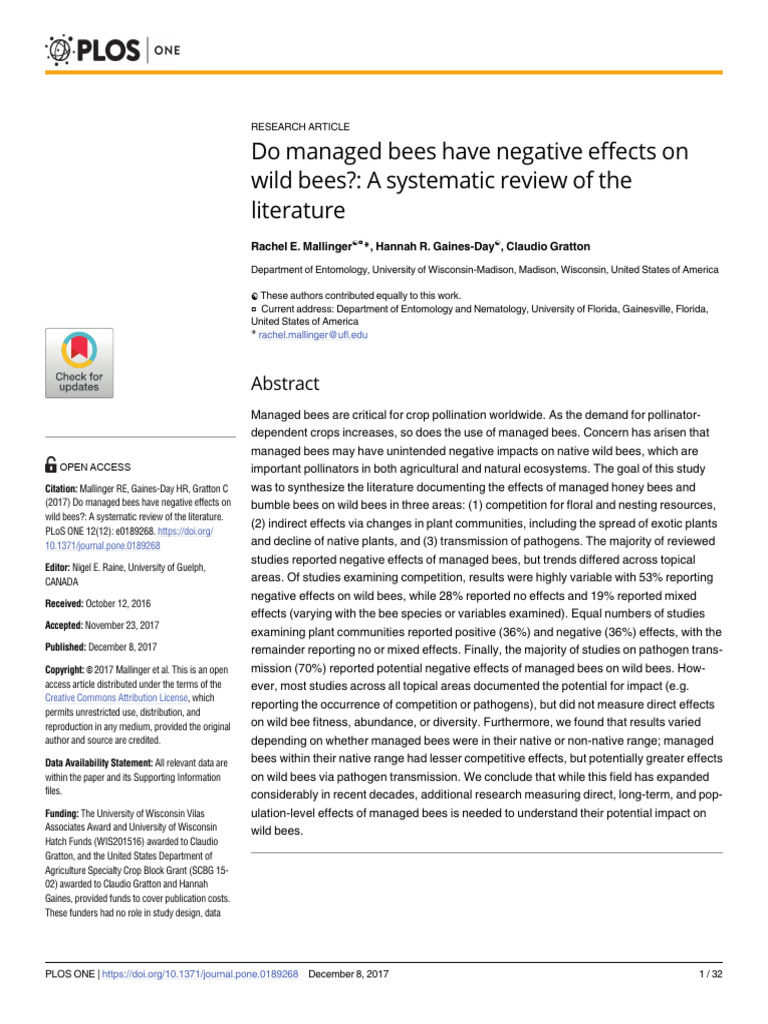 Do Managed Bees Have Negative Effects On Wild Bees | PDF | Honey Bee ...