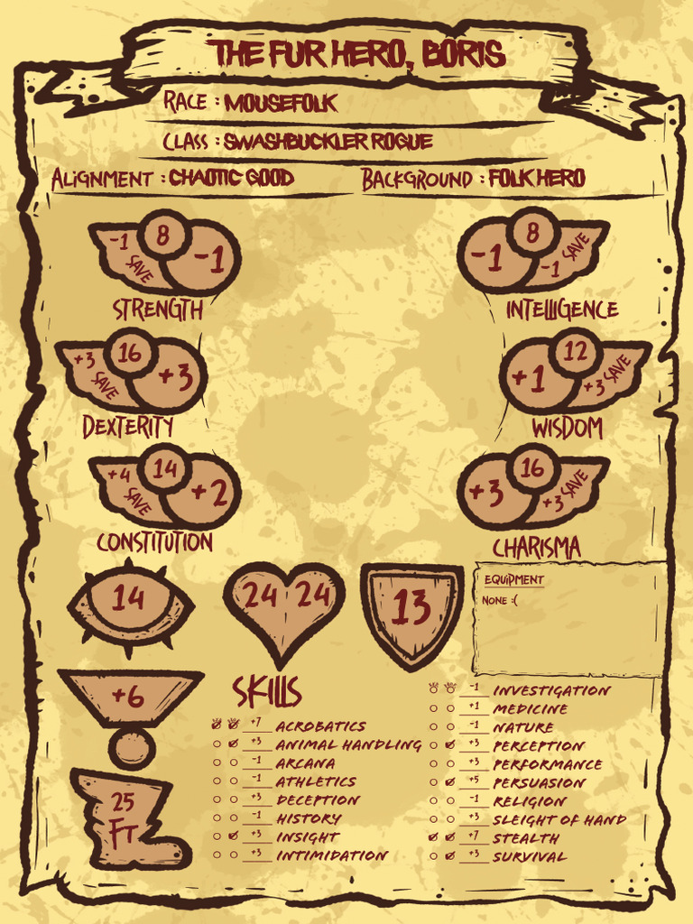 Reize Primuss Grunge Character Sheet For 5E | PDF | Fantasy Role ...