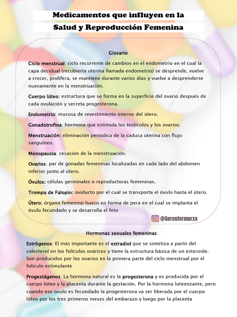 Medicamentos Que Influyen en La Salud y Reproduccion Femenina - Compressed | PDF | Salud y ...