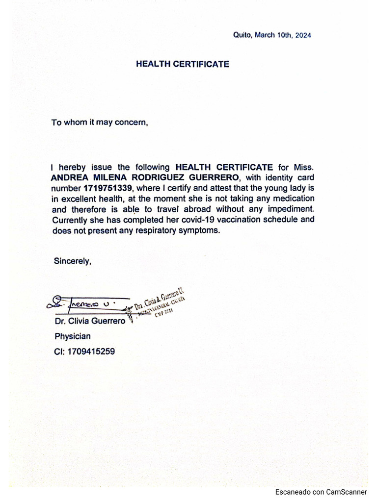 Health Certificate | PDF