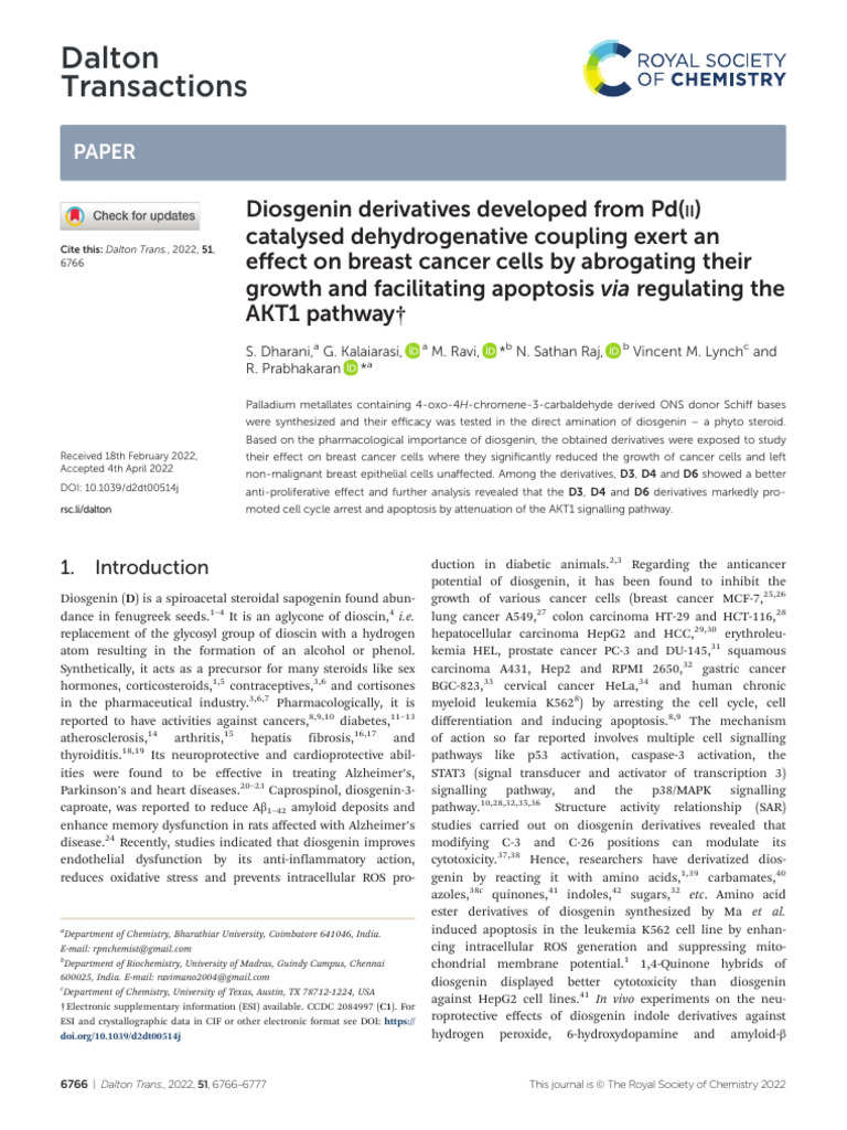 S.Dharani - Dalton Trans | PDF | Apoptosis | Western Blot