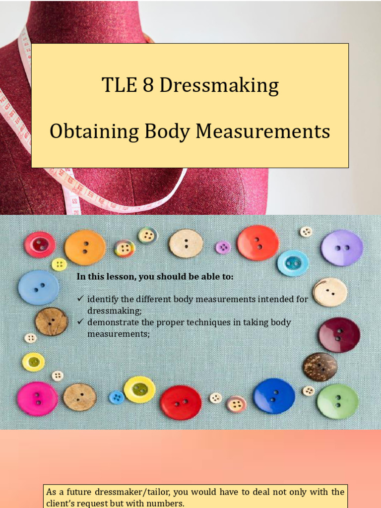 TLE 8 Dressmaking - Carrying Out Body Measurements | PDF | Clothing