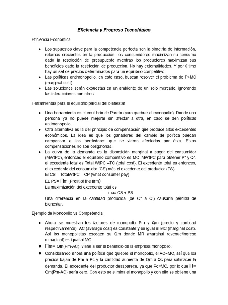 Resumen Eficiencia y Progreso Tecnológico Cap 4 Viscusi | PDF ...