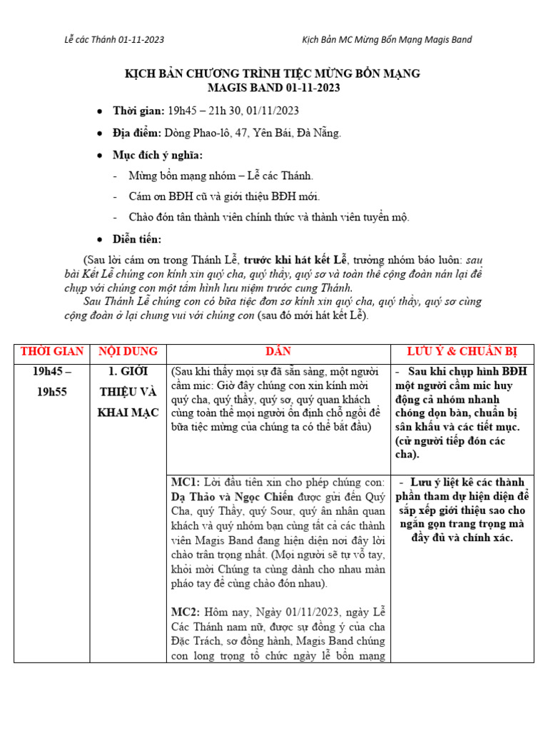 Dan Chuong Trình M NG B N M NG Magis Band 2023 | PDF