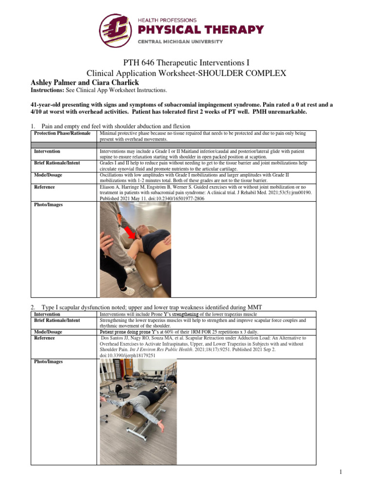 Shoulder Clinical App Worksheet 1 | PDF | Shoulder | Anatomy