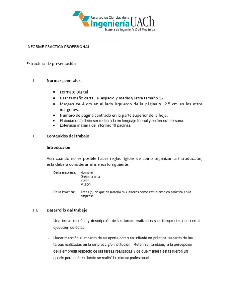 Formato Informe Práctica Profesional ICM | PDF | Crecimiento personal y ...