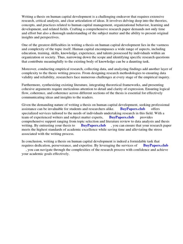 Research Paper On Human Capital Development Pdf Human Capital