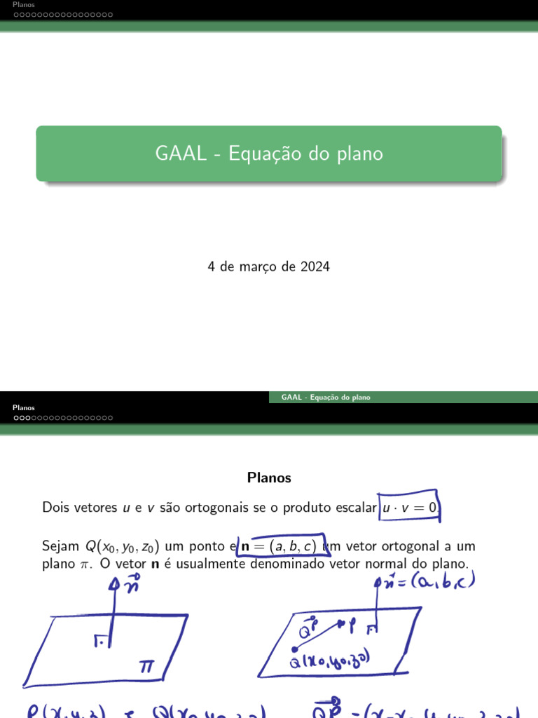 Cálculo do Vetor Normal de um Plano | PDF | Linha (Geometria) | Matemática