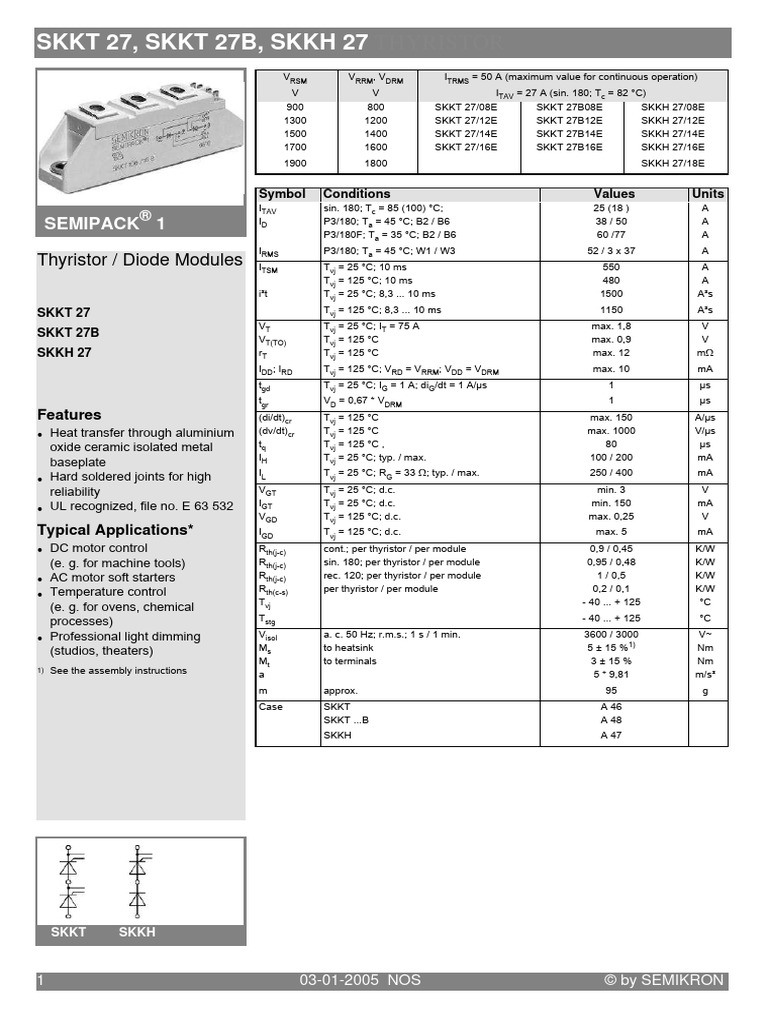 SEMIKRON DataSheet SKKH 27 07897842 | PDF | Teaching Methods ...
