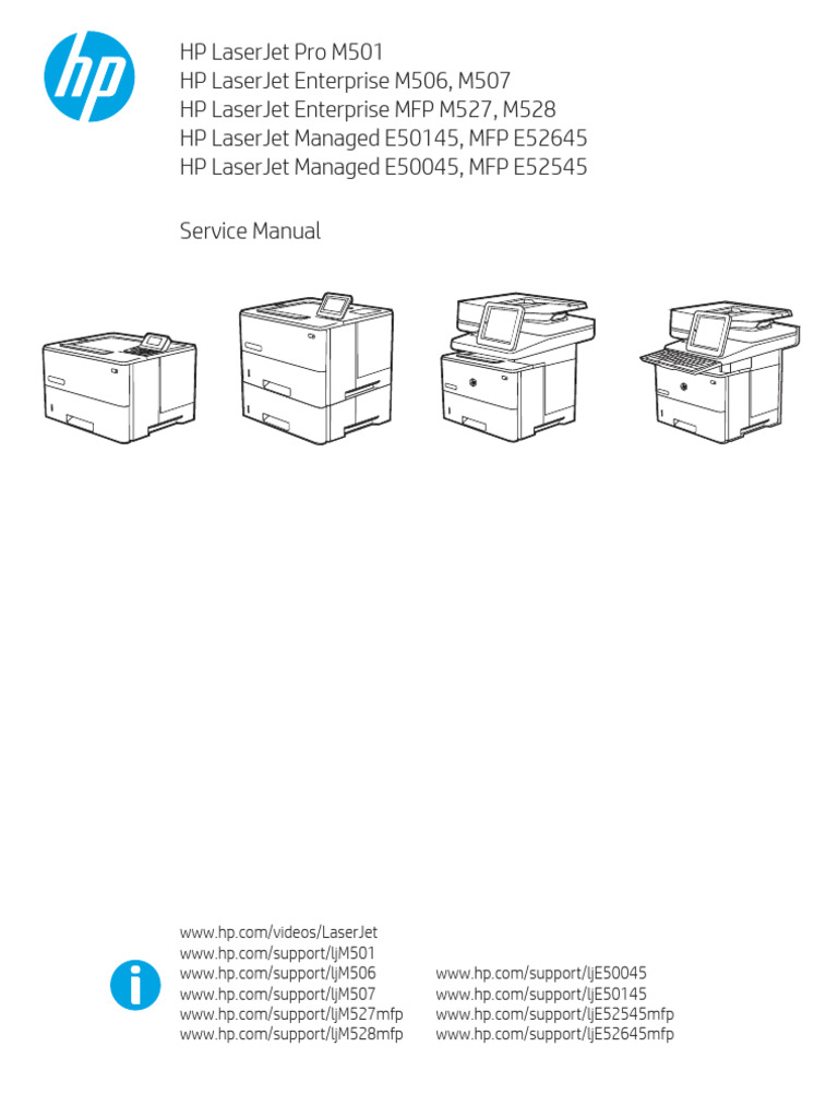 HP LaserJet M501, M506, M507, E50045, E50145, MFP M527, M528, E52545 ...