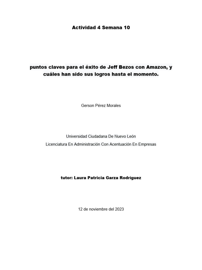 Actividad 4 Semana 10 | PDF | Business