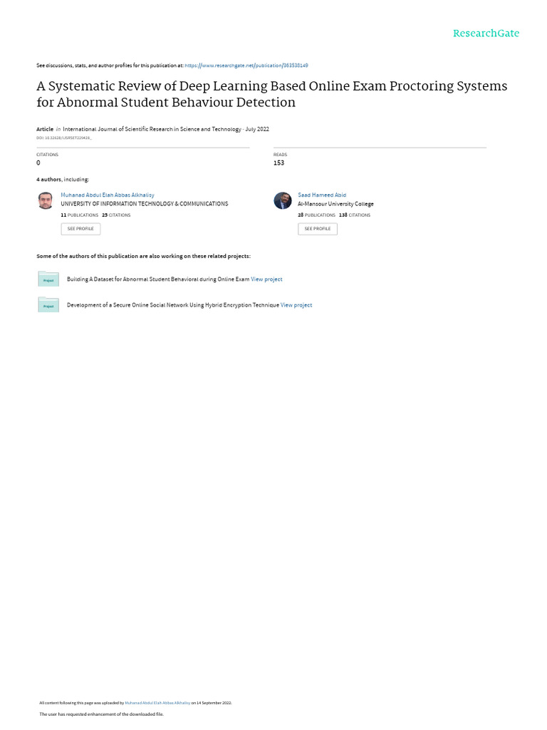 ASystematic Reviewof Deep Learning Based Online Exam | Download Free ...