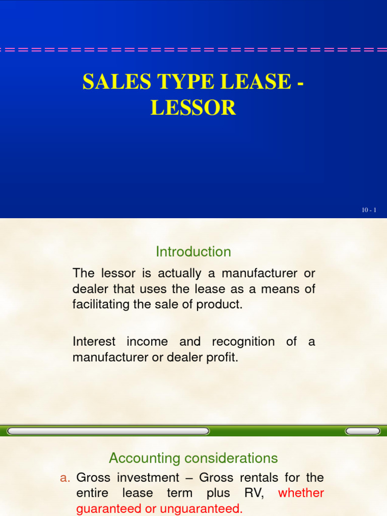 Module 4. Sales Type Lease Lessor Accounting | PDF