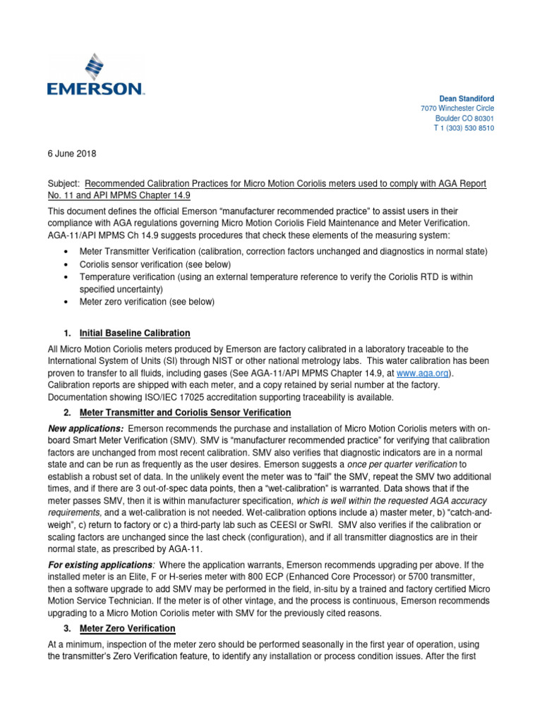 Smart Meter Verification Emerson Recommended Calibration Practices For