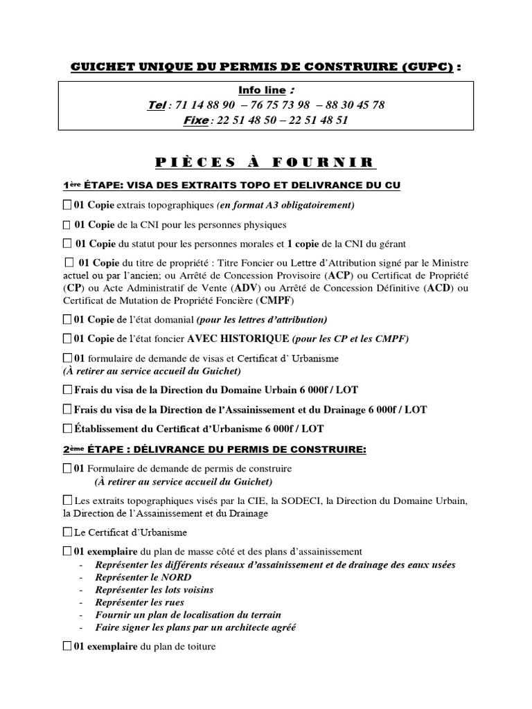 PIECES A FOURNIR GUPC - Actualisé | PDF