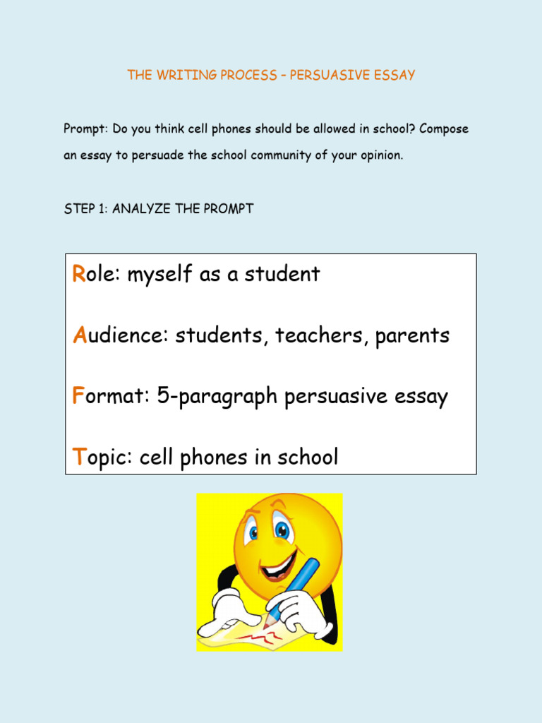Audience Students Teachers Parents Format 5 Paragraph Persuasive Essay ...