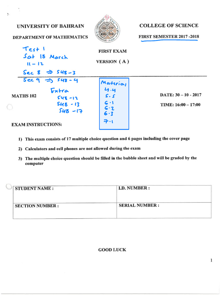 Math 102 Test 1 Revision 2 Pdf