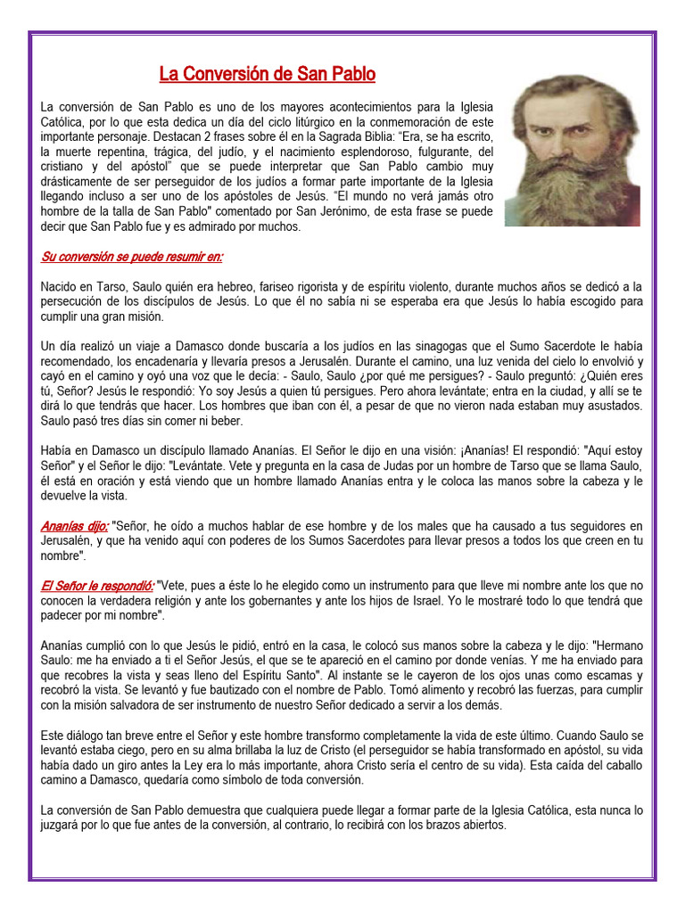 La Conversión de San Pablo | PDF | Pablo el apóstol | Bernabé