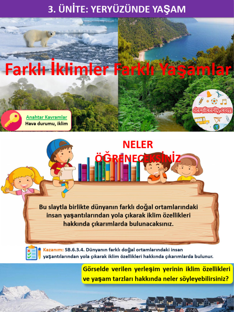 SB.6.3.4. Farklı İklimler Farklı Yaşamlar Slayt | PDF