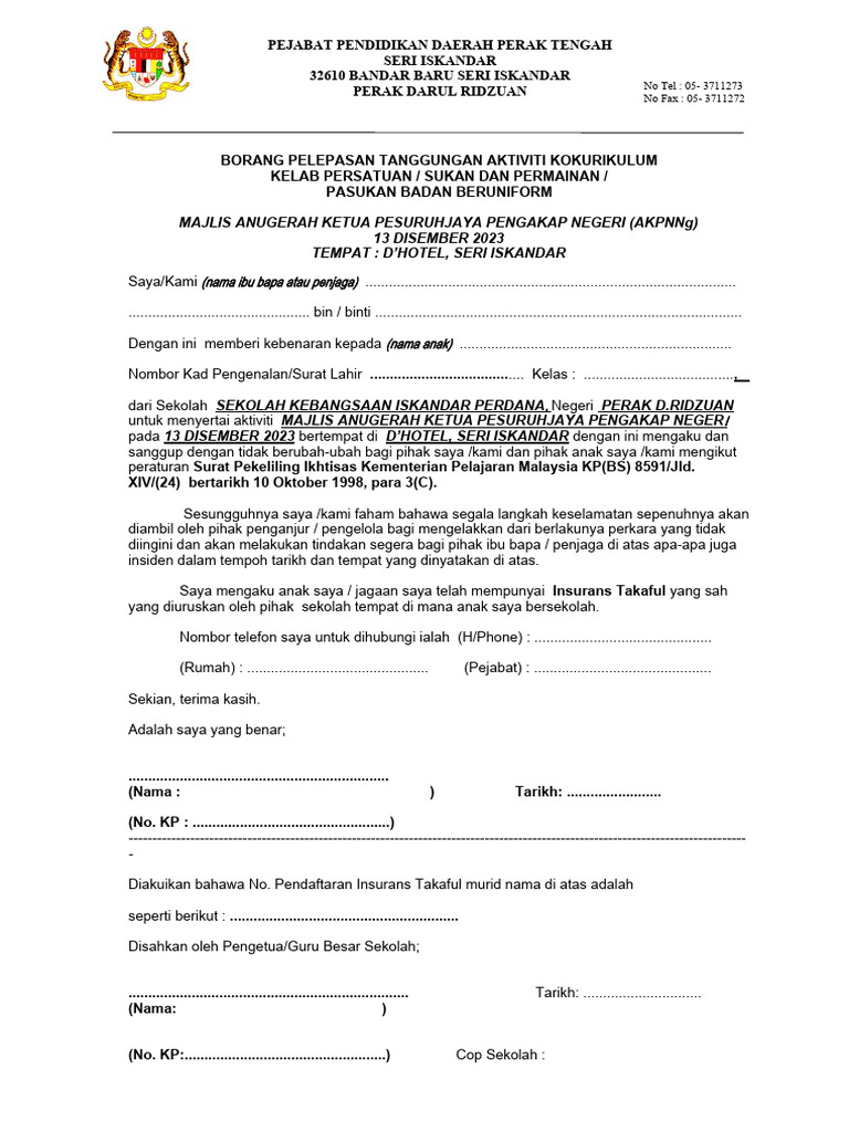 Borang Kebenaran SKIP | PDF