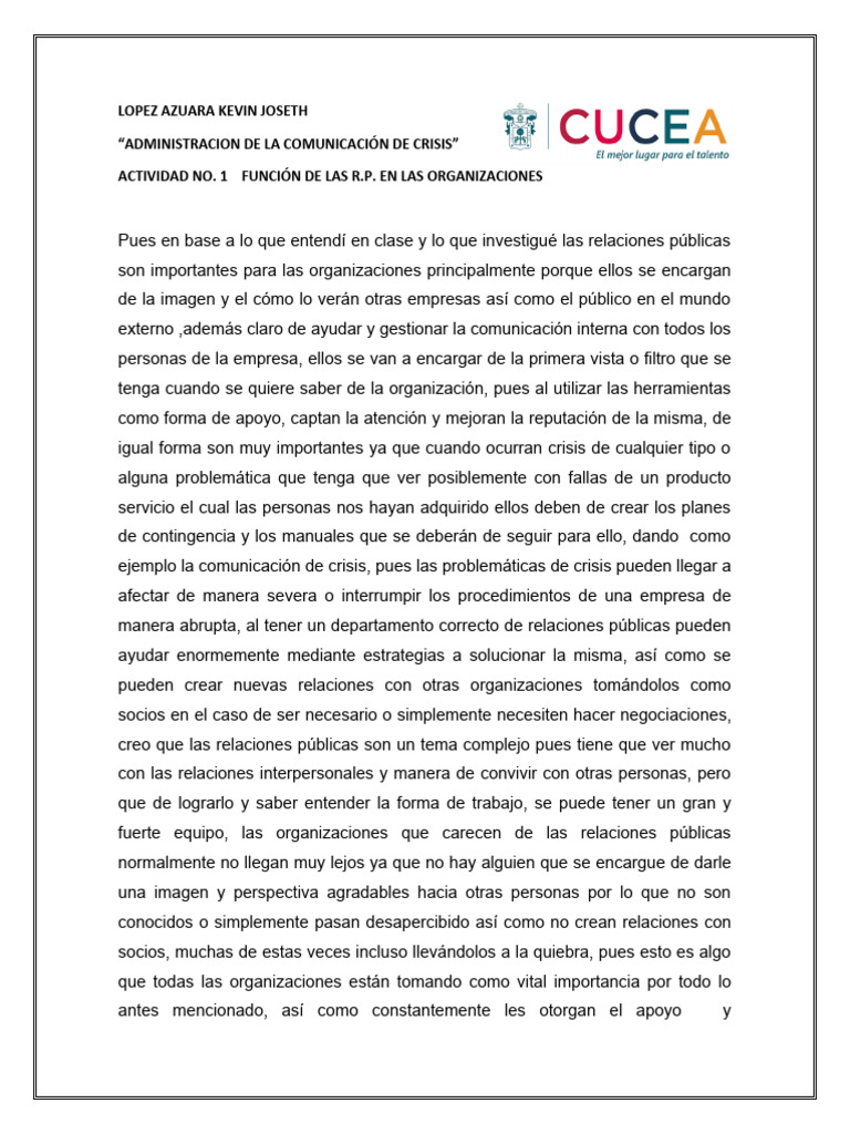 Funcion de Los RP en La Orga. Lopez Azuara Kevin Joseth | PDF