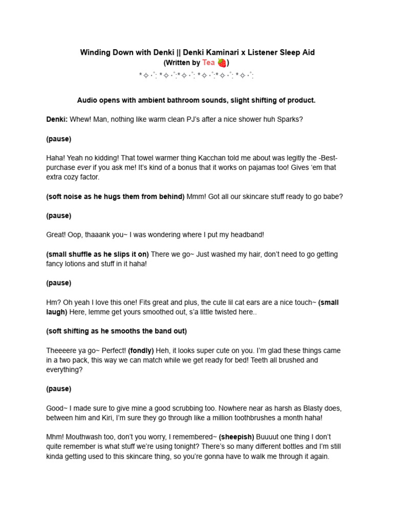Winding Down With Denki - Denki Kaminari X Listener Sleep Aid | PDF | Skin