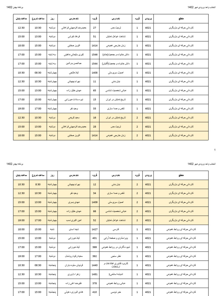 برنامه ورودی مهر 1402⁩ | PDF