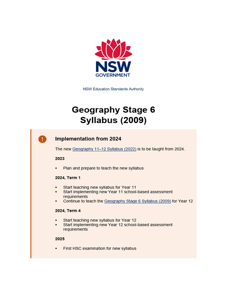 2024 Watermarked Geography Stage 6 Syllabus 2009 | PDF | Geography ...
