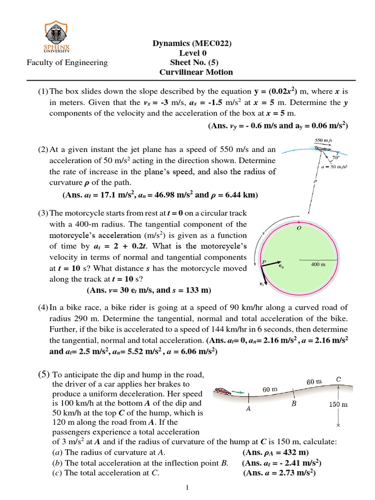 Sheet (5) - Dynamics PDF | PDF | Acceleration | Spacetime