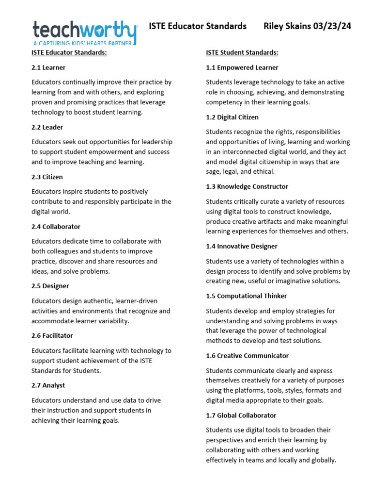 ISTE Standards for Educators and Students | PDF | Learning | Empowerment