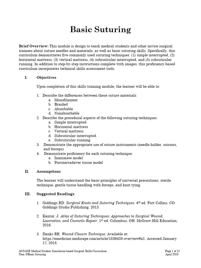 Basic Suturing Module | PDF