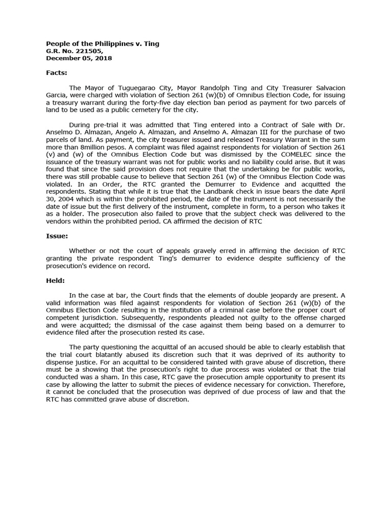 Acquittal in People v. Ting Case | PDF | Acquittal | Courts