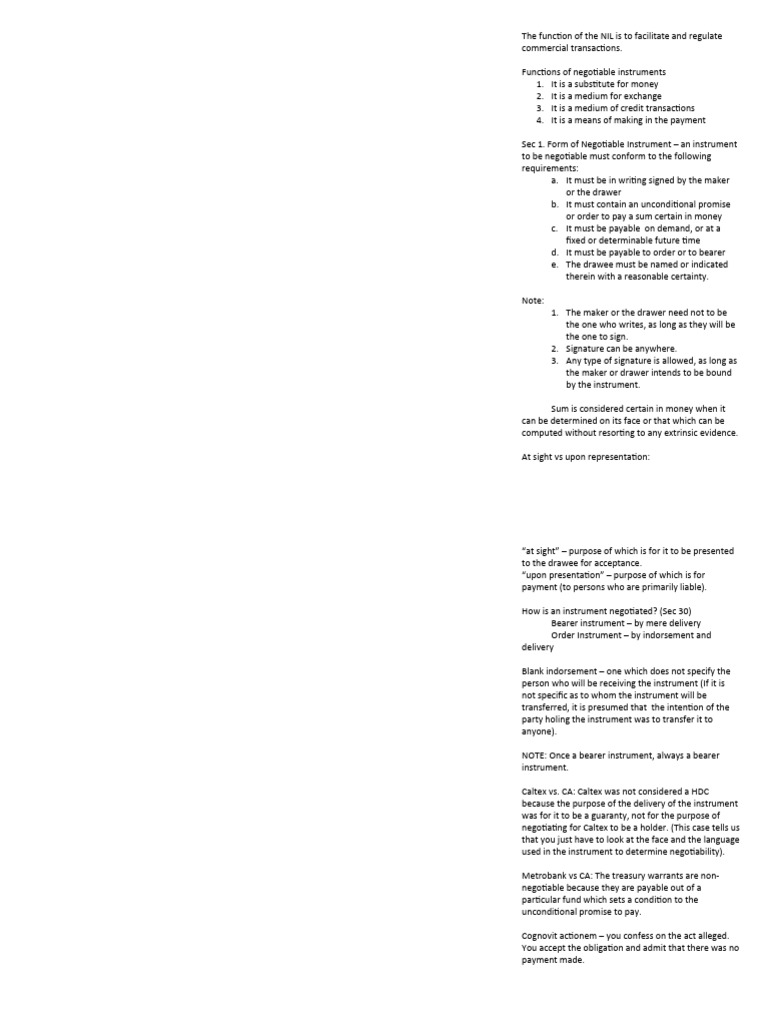 NIL Compilation of Reviewers | PDF | Cheque | Negotiable Instrument
