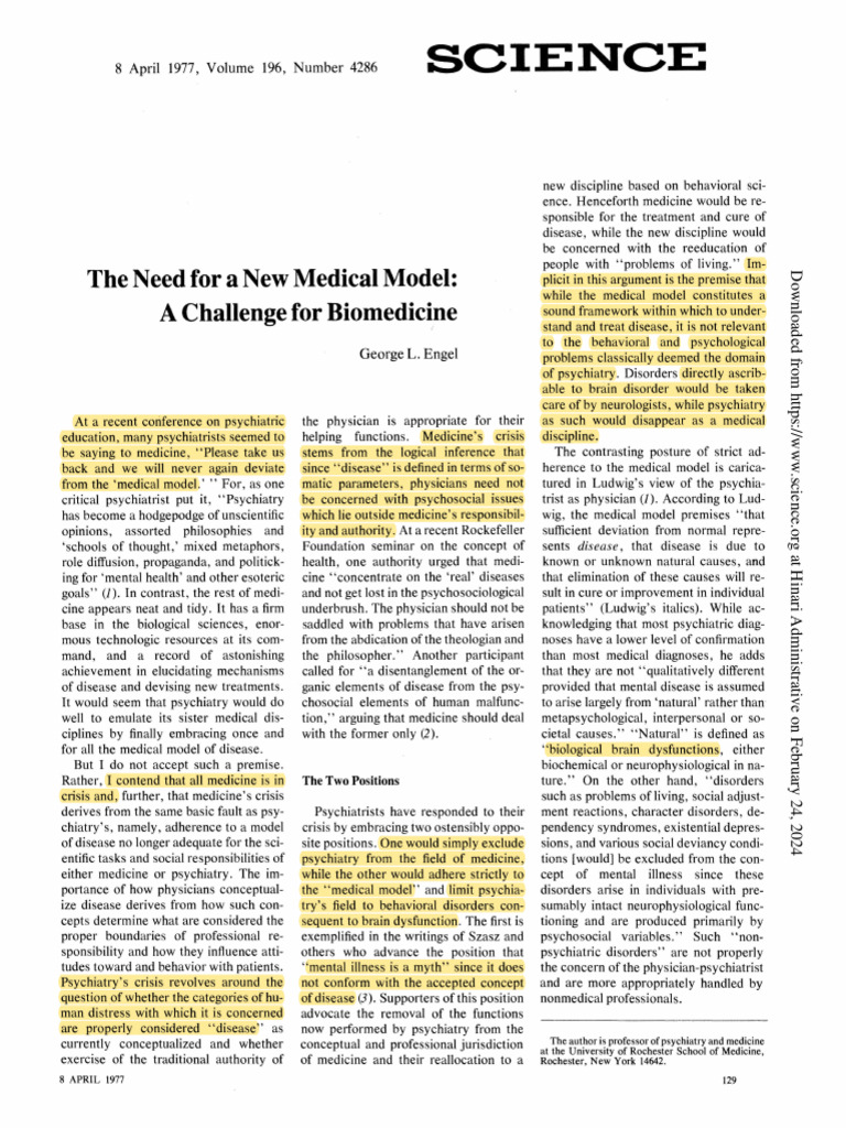 New Medical Model for Psychiatry Debate | PDF | Psychiatry | Mental ...