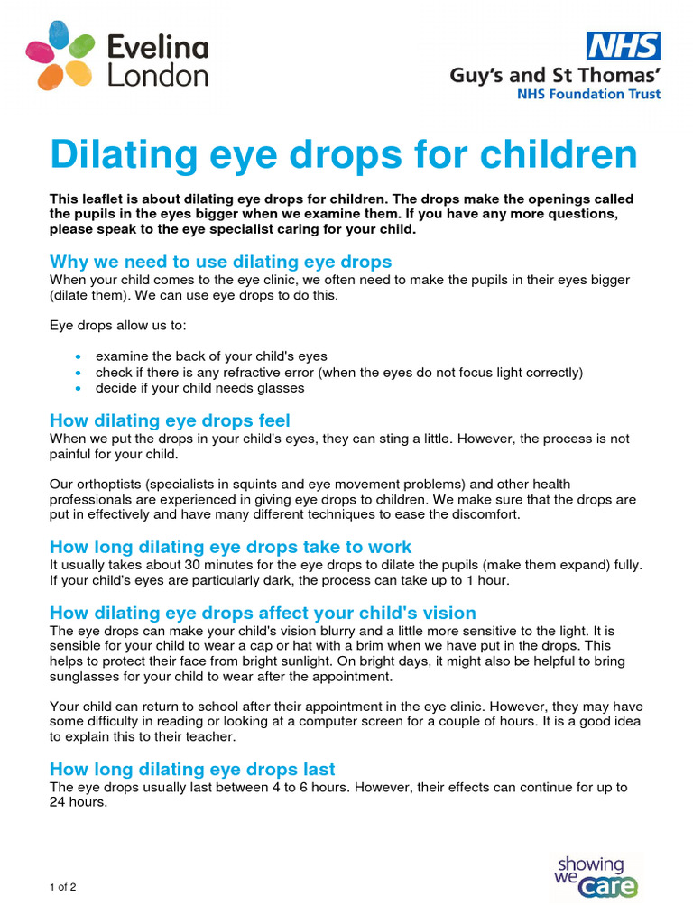 Dilating Eye Drops | PDF | National Health Service | Eye