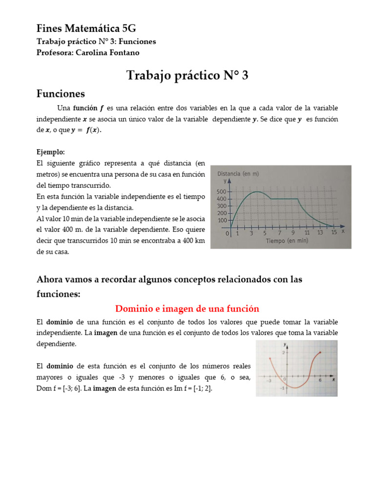 TP3 Funciones | PDF | Función (Matemáticas) | Pendiente