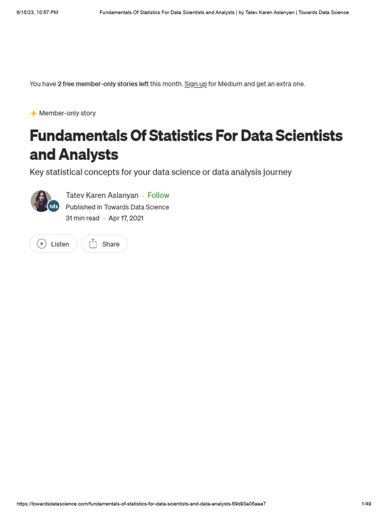 Statistics Fundamentals for Data Science | PDF | Errors And Residuals ...
