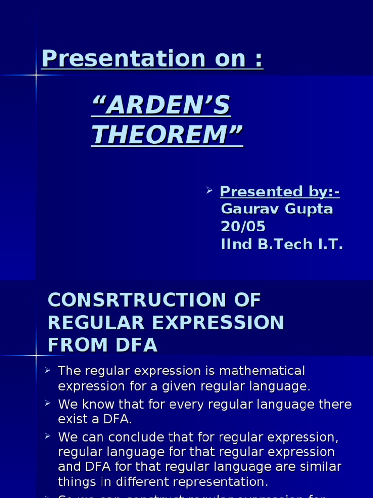 Arden's Theorem in DFA to Regex | PDF | Regular Expression | Computer ...