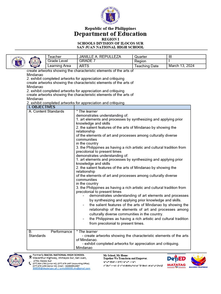 DLP Arts Lesson 2 | Download Free PDF | Jewellery | Crafts