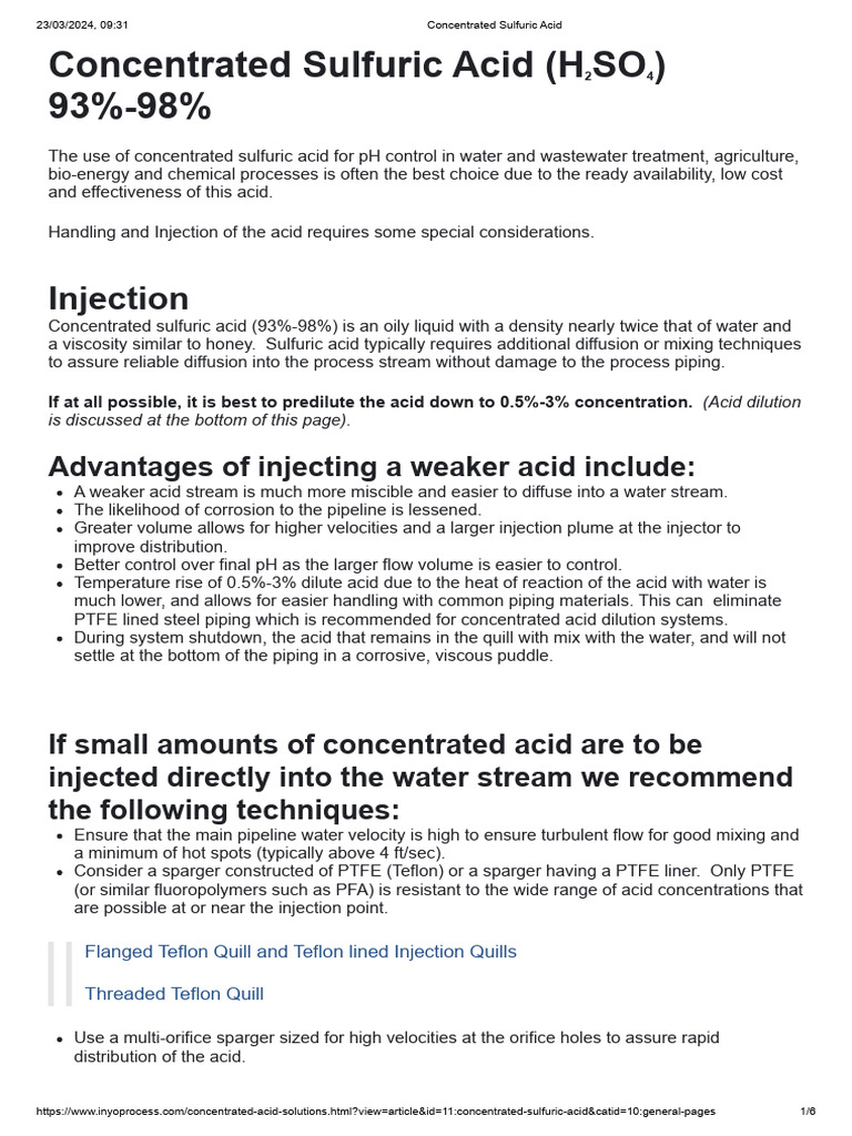 Concentrated Sulfuric Acid | PDF | Stainless Steel | Pipe (Fluid ...