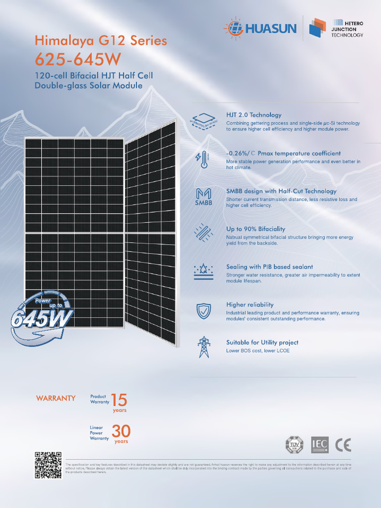 Hs 210 b120ds HJT Solar Modules | PDF