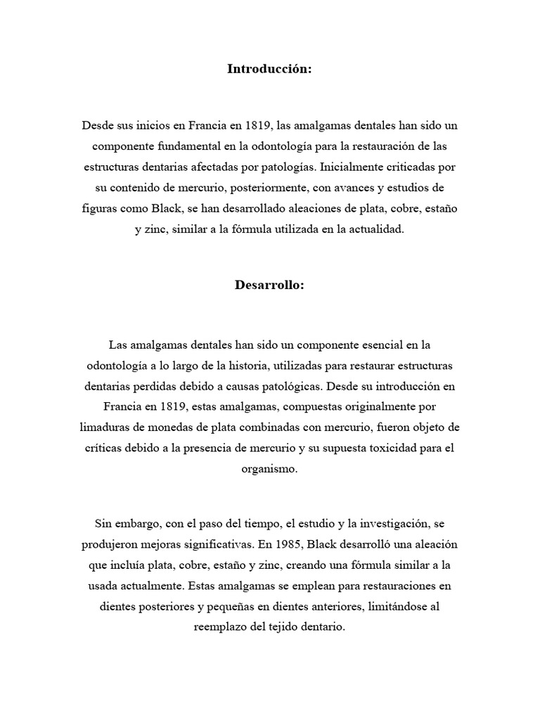 Evolución de las Amalgamas Dentales | PDF