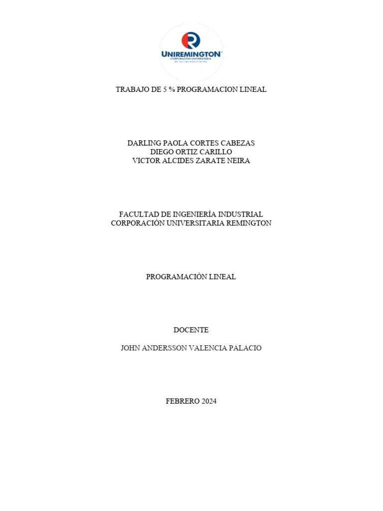 Tarea Unidad 5 Programacion Lineal | PDF | Programación lineal | Optimización Matemática
