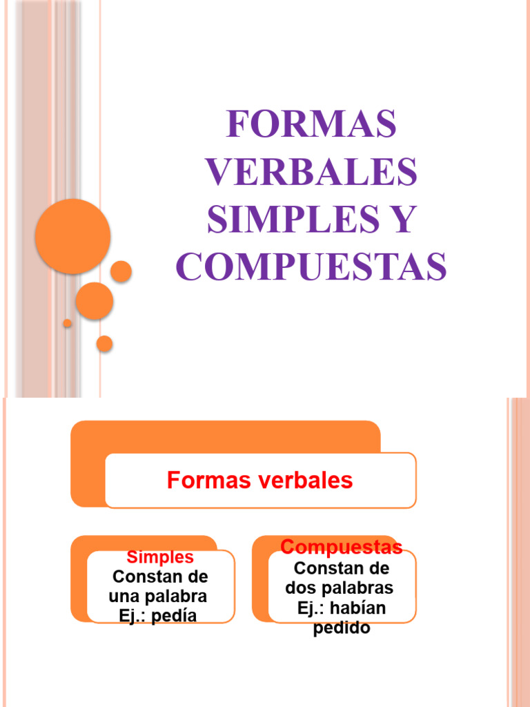 Ppt Formas Verbales Simples y Compuestas | PDF