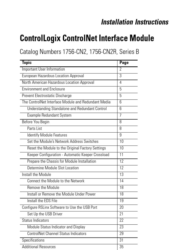 1756-CN2R Control Net Interface Module In607 - En-P | PDF | Usb ...