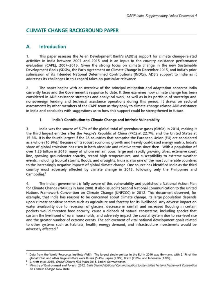 4 Climate Change Background Paper | PDF | Climate Change | Climate ...