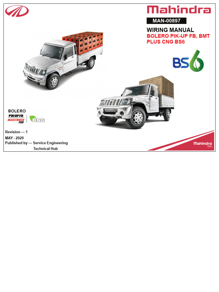 Bolero Pik-Up CNG BS6 Wiring Manual | PDF | Electrical Connector | Fuse ...