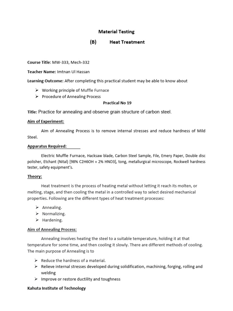 Practical 18,19,20 | PDF | Steel | Heat Treating