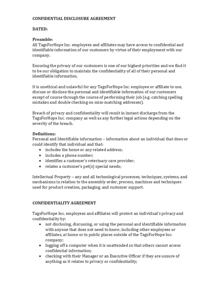 2023 - Confidential Disclosure Agreement | PDF